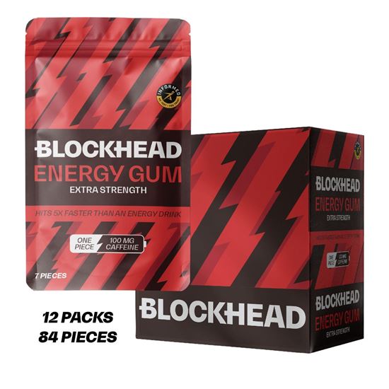 BlockHead Caffeine Energy Gum Extra Strength 100Mg – PAS Nutrition